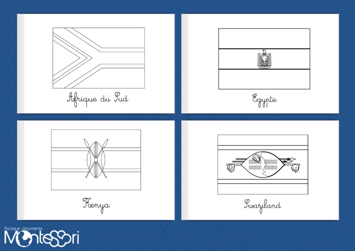 Coloriage drapeaux Afrique - BOUTIQUE DOCUMENTS MONTESSORI