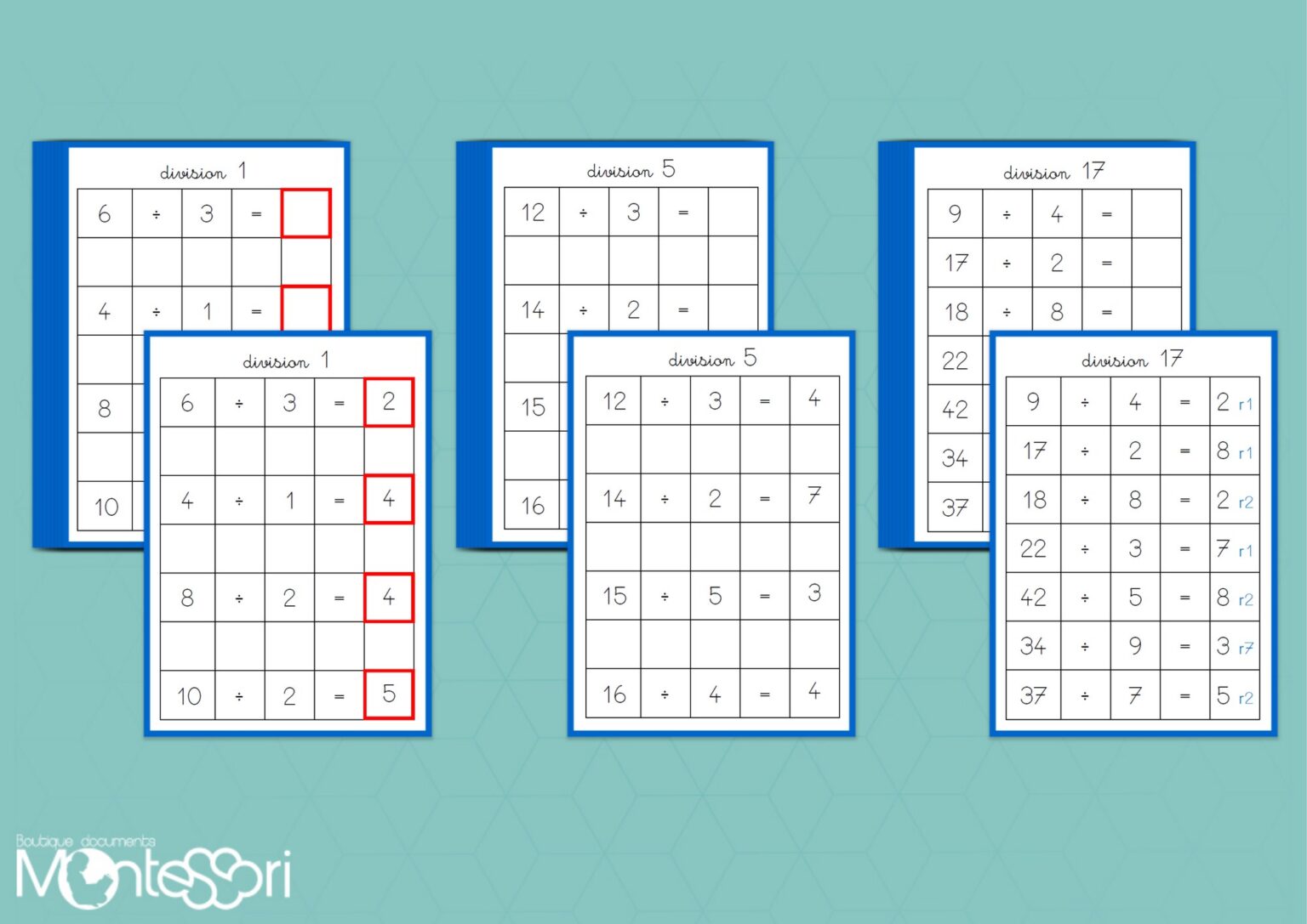 Planches divisions - BOUTIQUE DOCUMENTS MONTESSORI